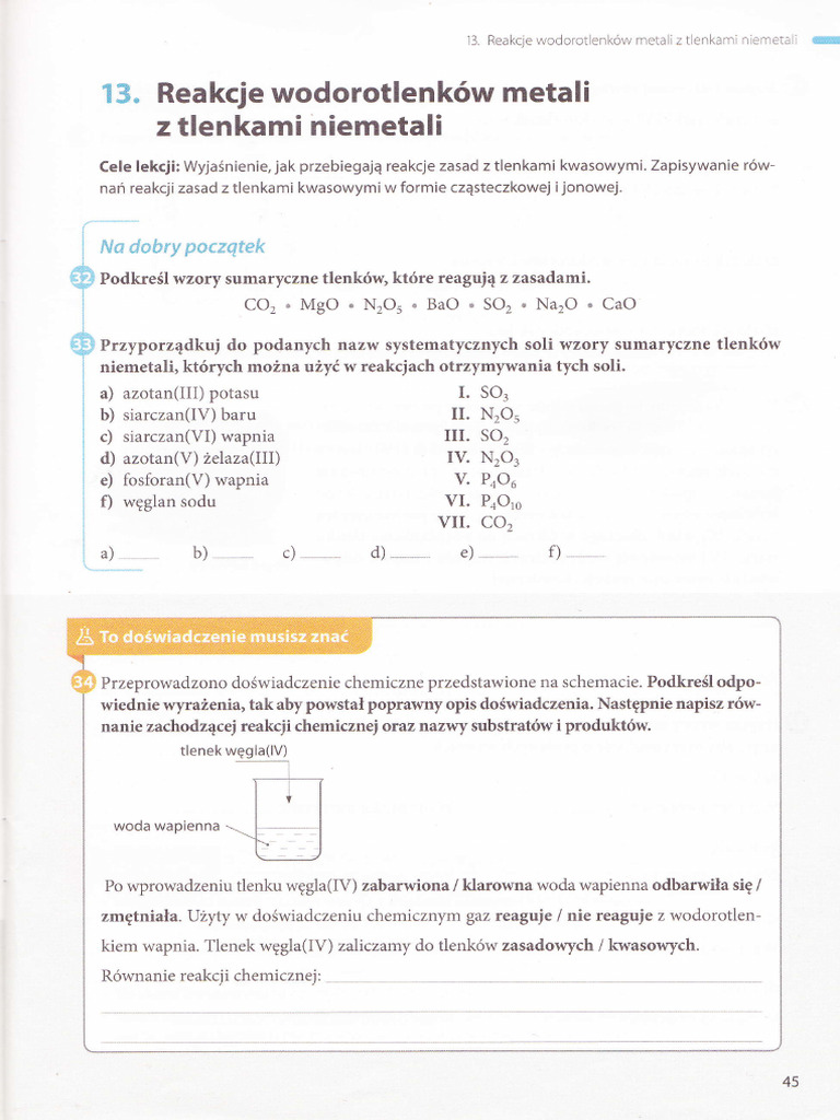 ZC Reakcje Wodorotlenków Metali Z Tlenkami Niemetali | PDF