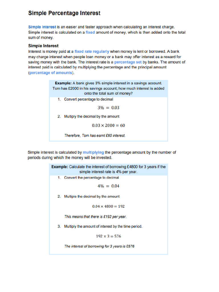 Simple and Compound Interest Lesson | PDF