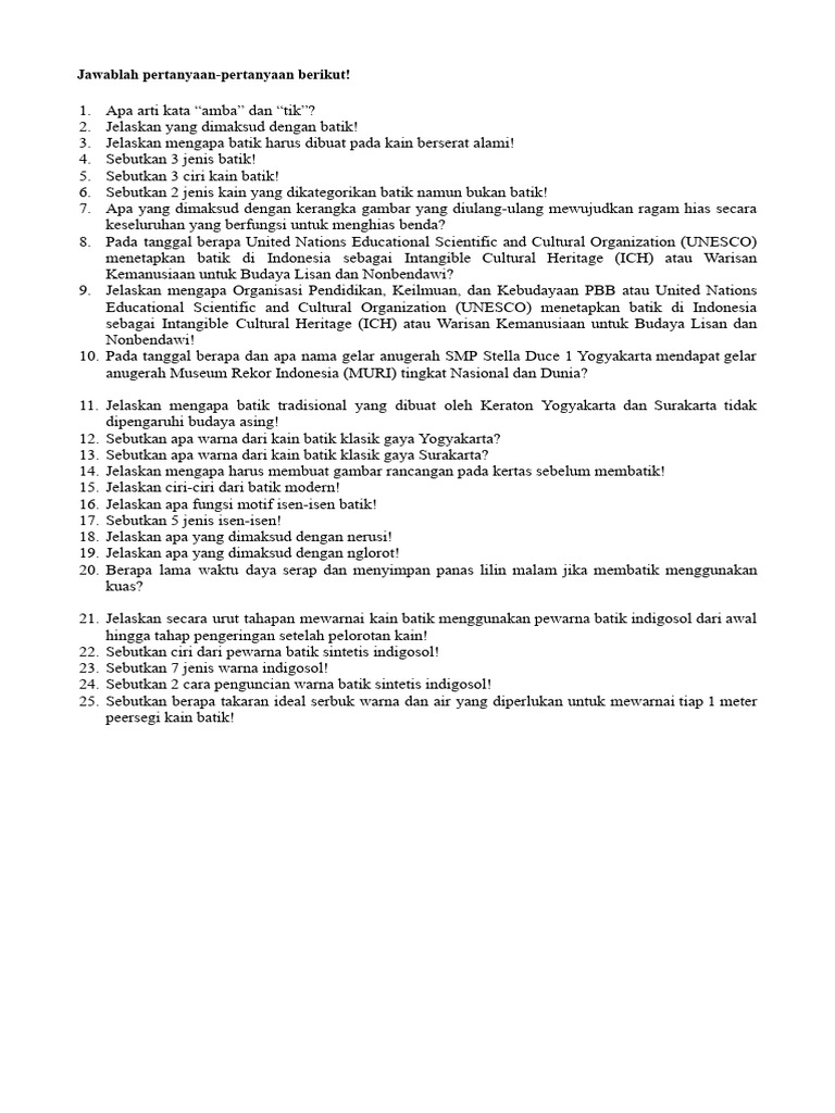 SOAL Latihan Persiapan SAS Prakarya Kelas VII 2024 - 2025 | PDF