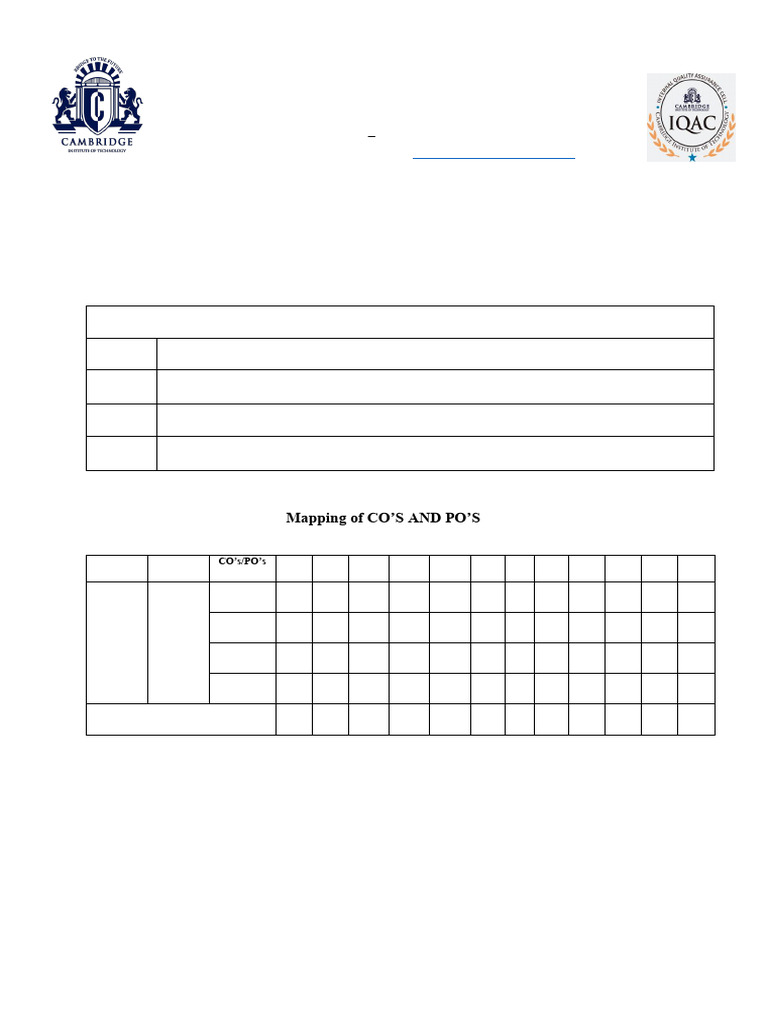 CO and PO Justification - BCS502 | PDF | Computer Network | Knowledge