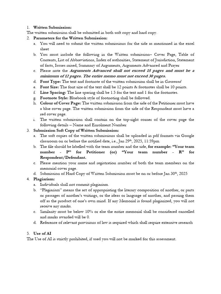 Moot Court Submission Guidelines | PDF | Plagiarism