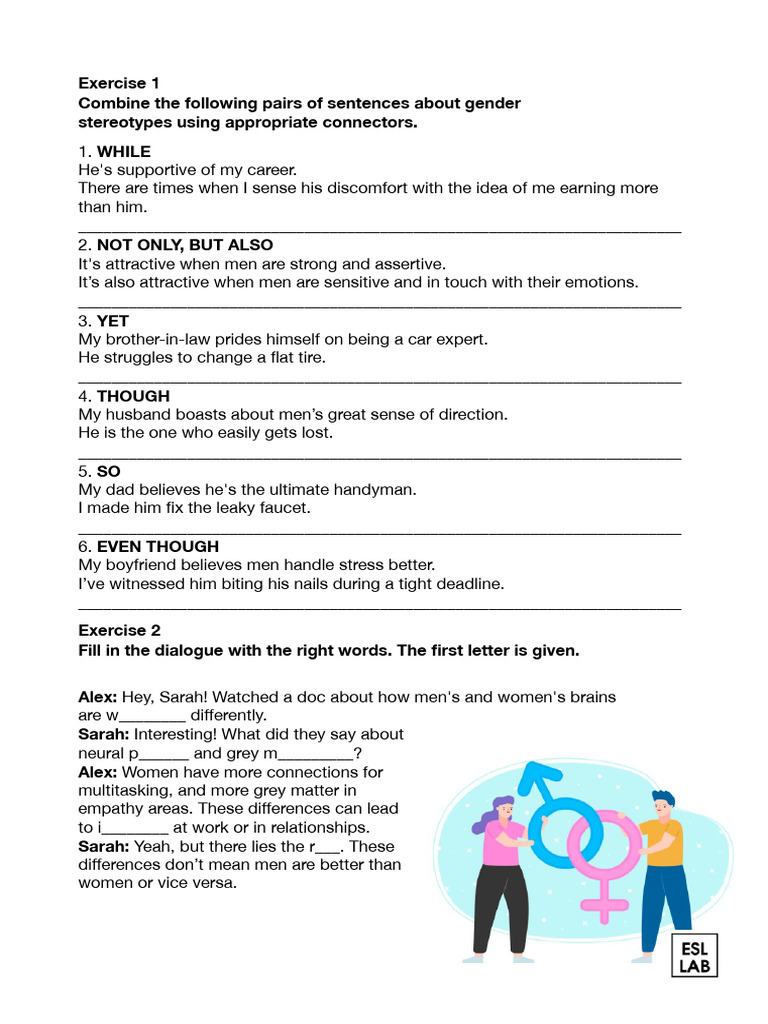 Male and Female Brains - Worksheet - S | PDF | Cognitive Science ...