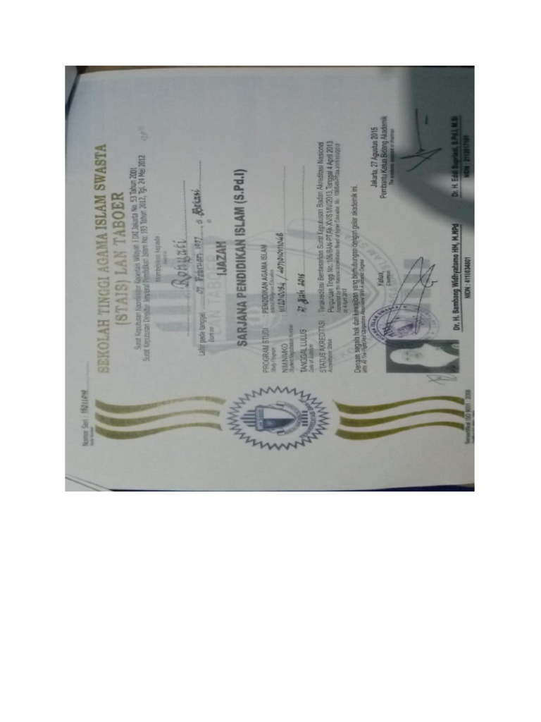 Ijazah Pengurus TPQ Nurul Amal | PDF