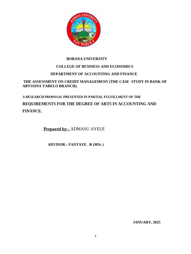 ADMASU_PROPOSAL,2025 | PDF | Finance & Money Management | Credit