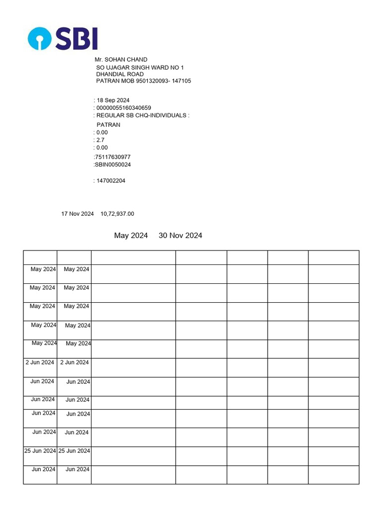 Sohan Chand Saving Account | PDF | Debits And Credits | Banking