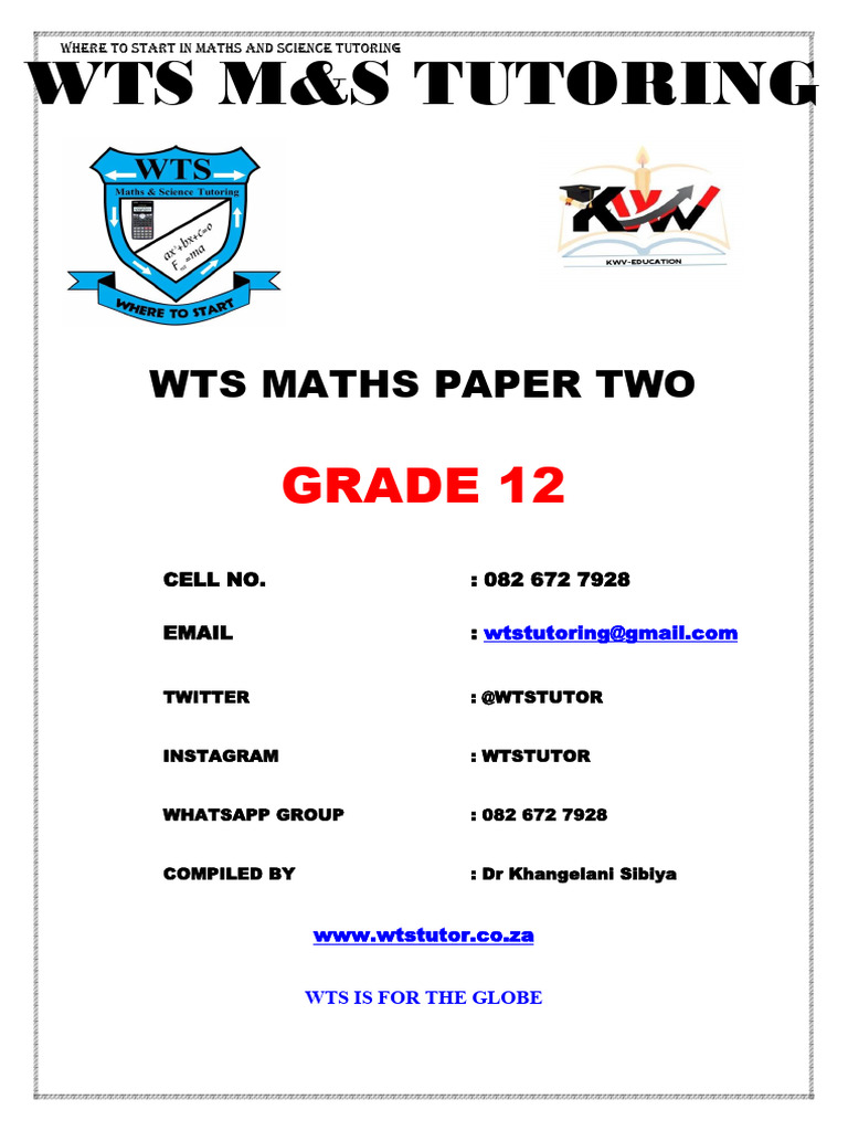 WTS Tutoring Maths Paper Two - 084529 | PDF | Circle | Mathematics
