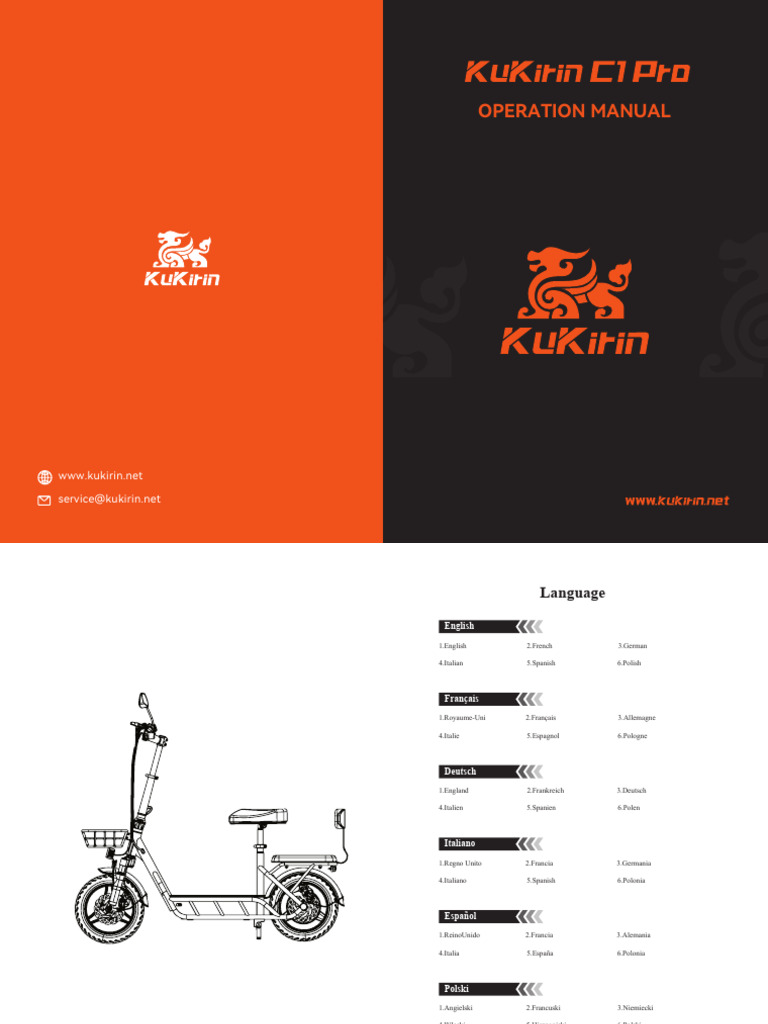 Kukirin C1 Pro Electric Scooter Manual | PDF | Battery Charger | Brake