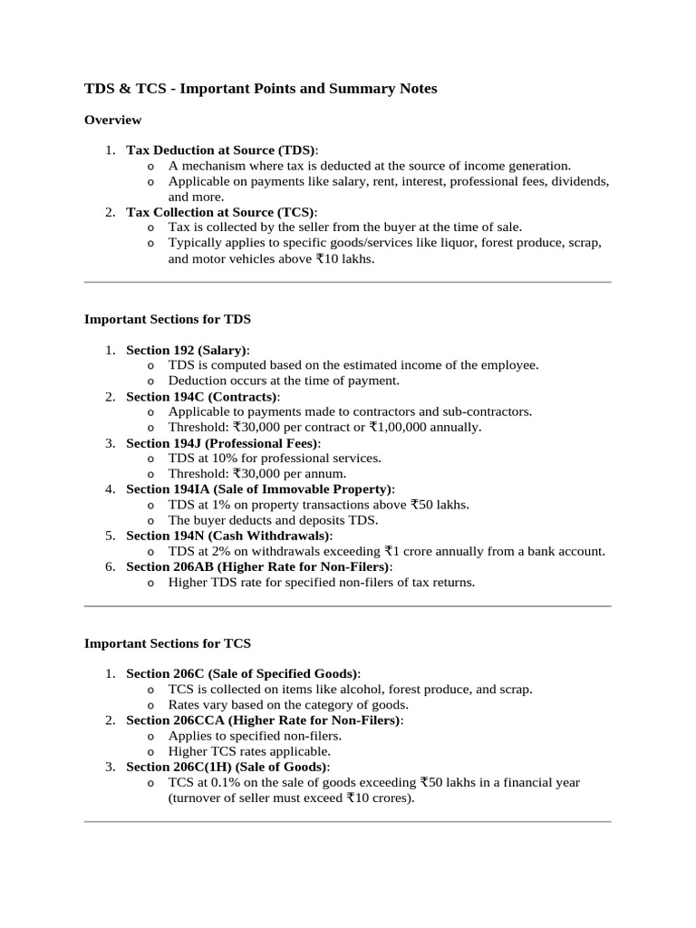 TDS & TCS | PDF | Taxes | Tax Deduction