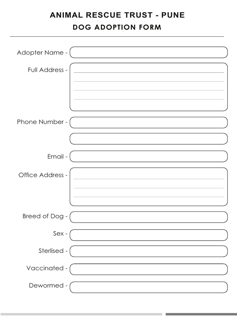 Animal Rescue Trust Dog Adoption Form | PDF | Pet | Animals And Humans