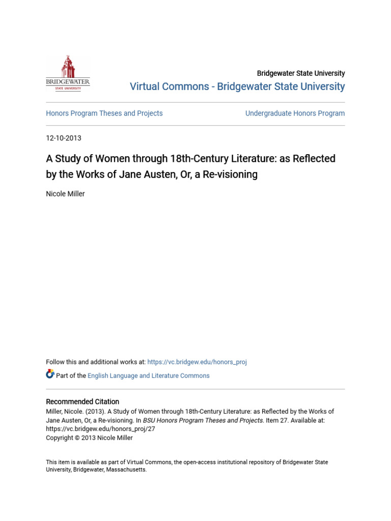 A Study of Women Through 18th-Century Literature - As Reflected by ...