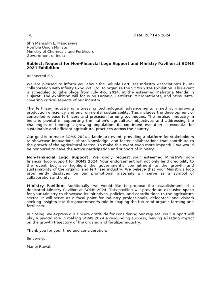 Letter to Fertiliser Ministry | PDF | Fertilizer | Agriculture