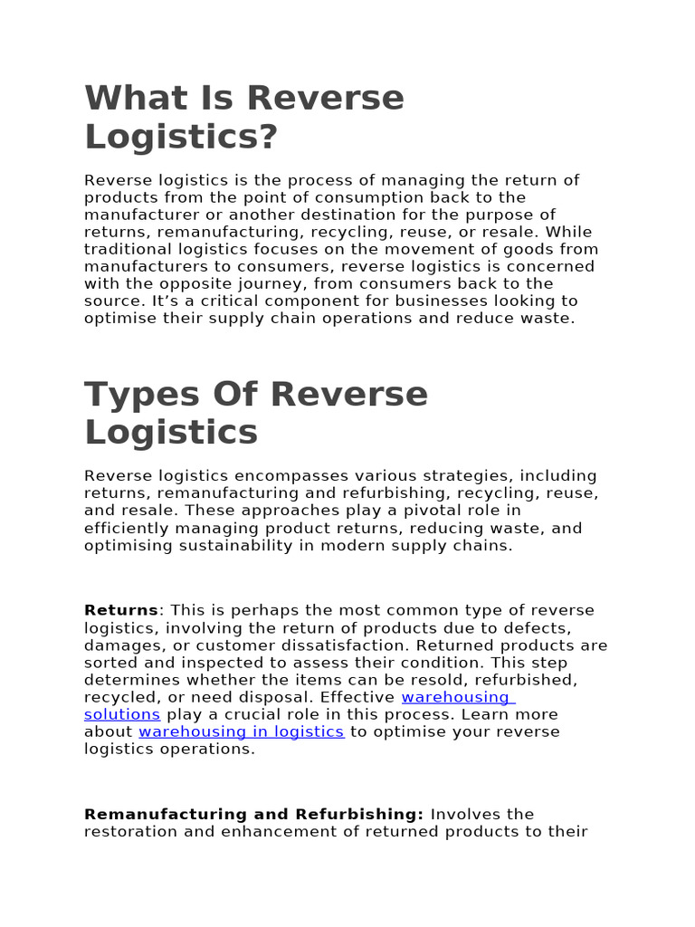 Logistic | PDF | Logistics | Waste Management
