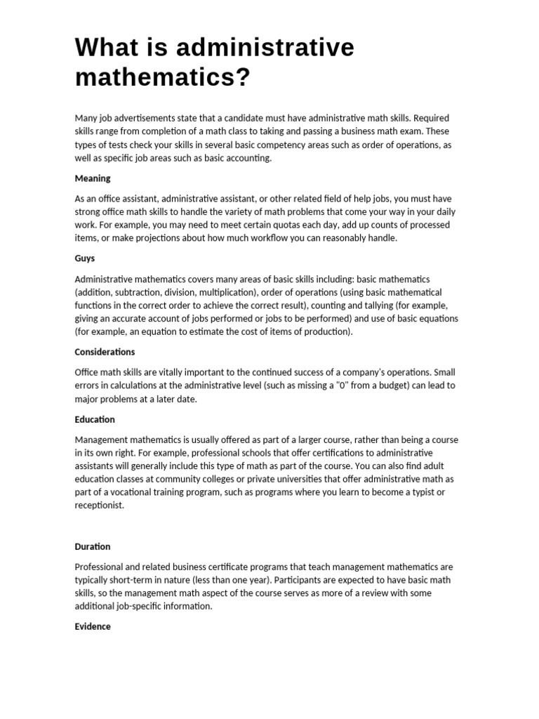 What Is Administrative Mathematics? | PDF | Mathematics