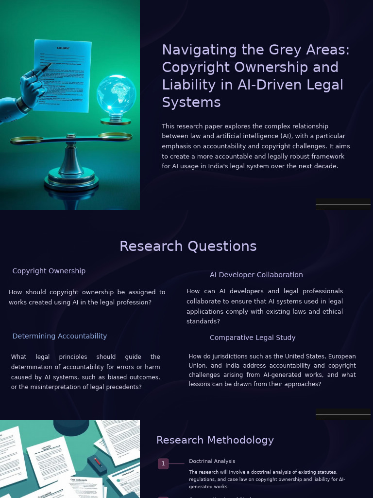 Navigating the Grey Areas Copyright Ownership and Liability in AI Driven Legal Systems | PDF ...