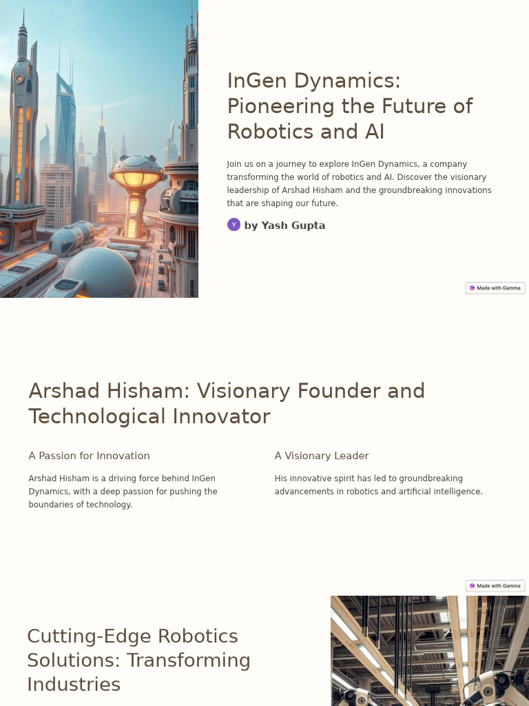 InGen Dynamics Pioneering The Future of Robotics and AI | PDF | Artificial Intelligence ...