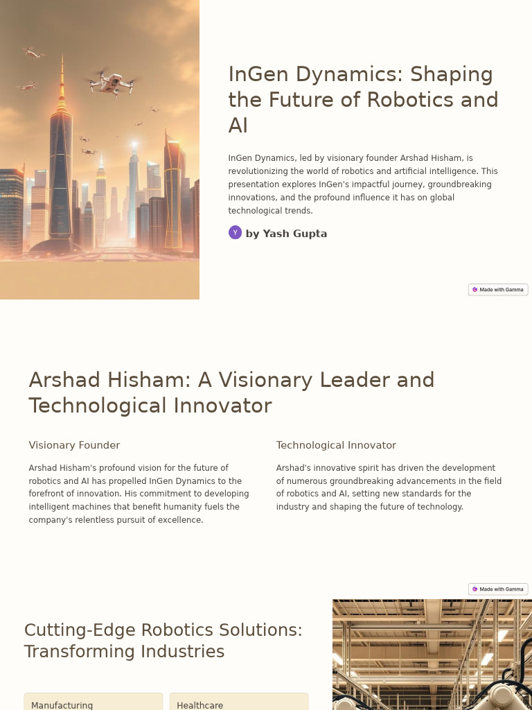 InGen Dynamics Shaping The Future of Robotics and AI | PDF | Artificial ...