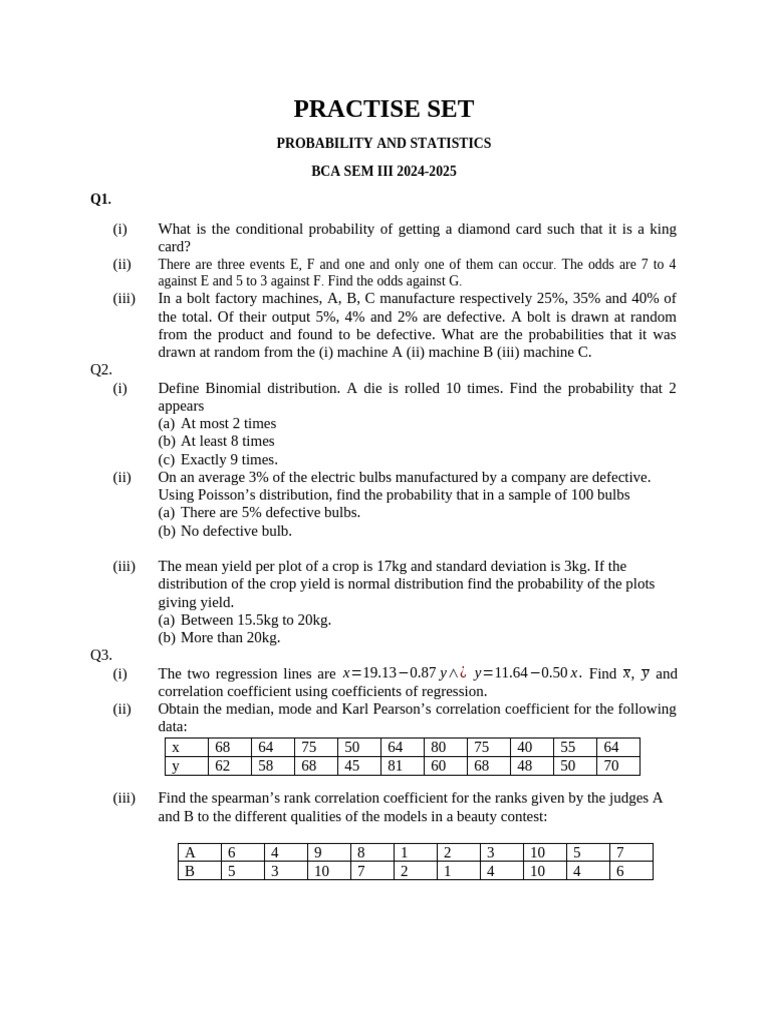 $PRACTISE SET.GEU BCA SEM III P&Sdocx - for merge | PDF | Data Analysis ...