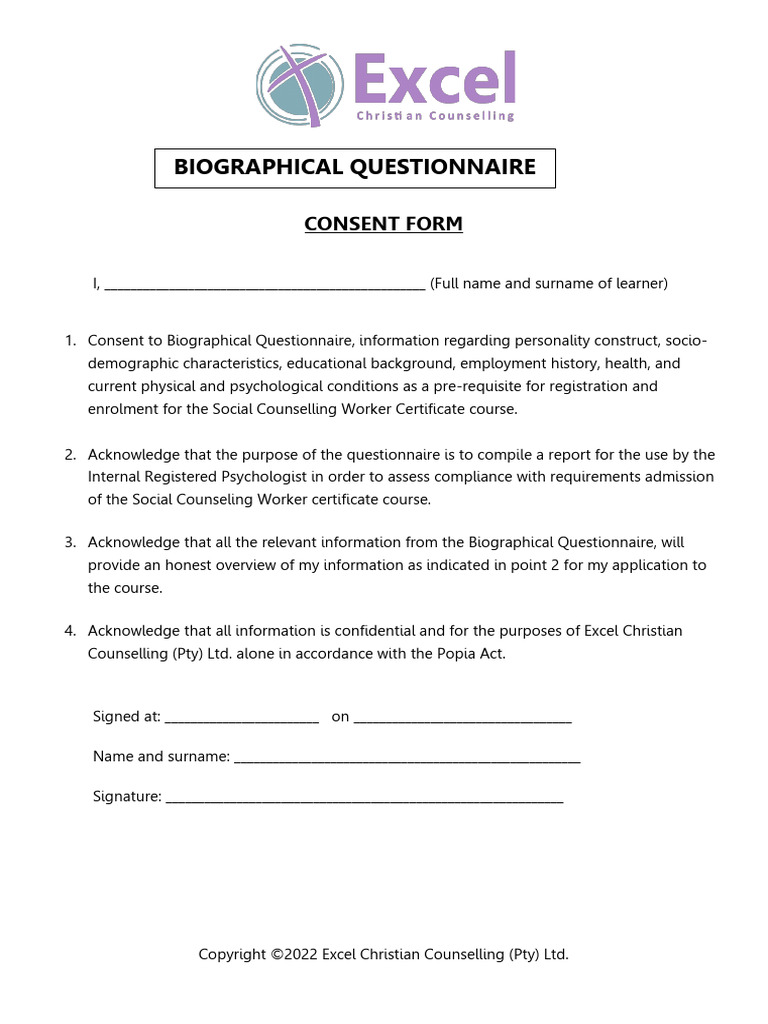 Biographical Questionaire | PDF