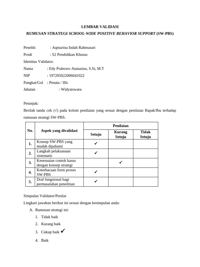 Lembar Validasi | PDF