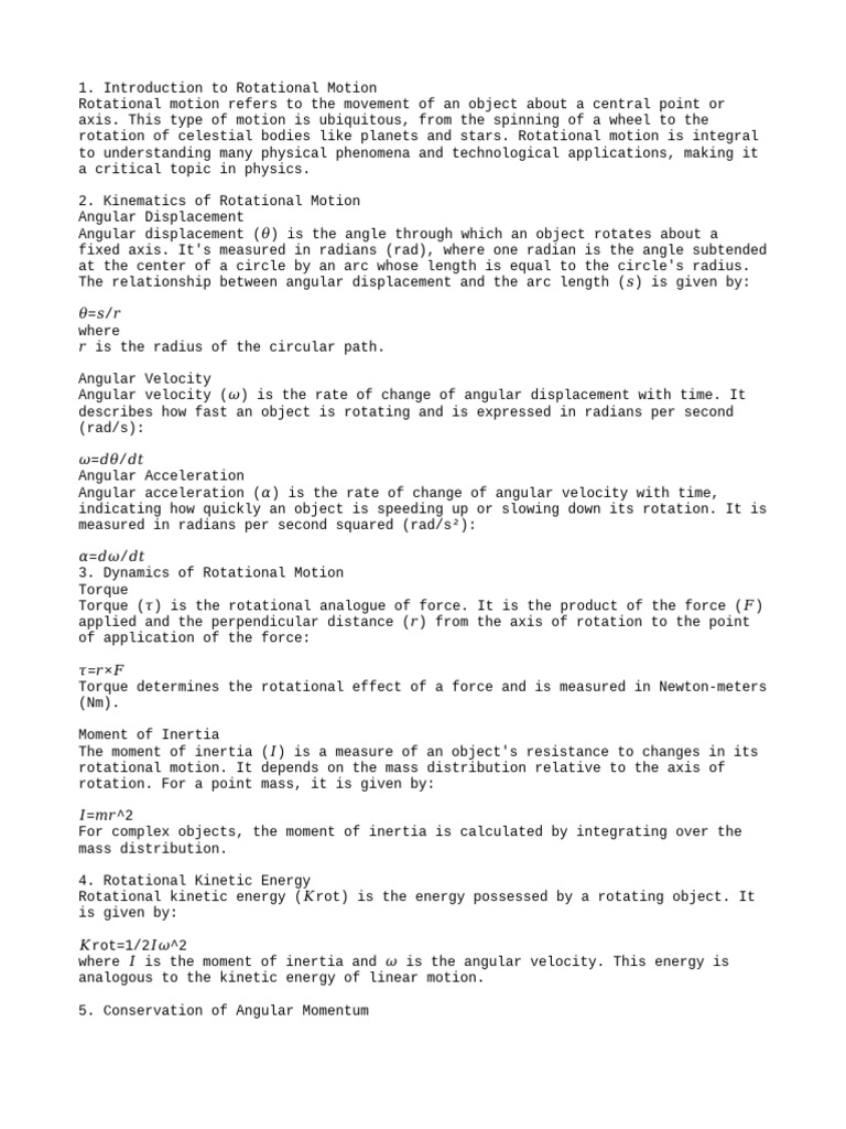 Introduction To Rotational Motion | PDF | Rotation Around A Fixed Axis | Angular Momentum