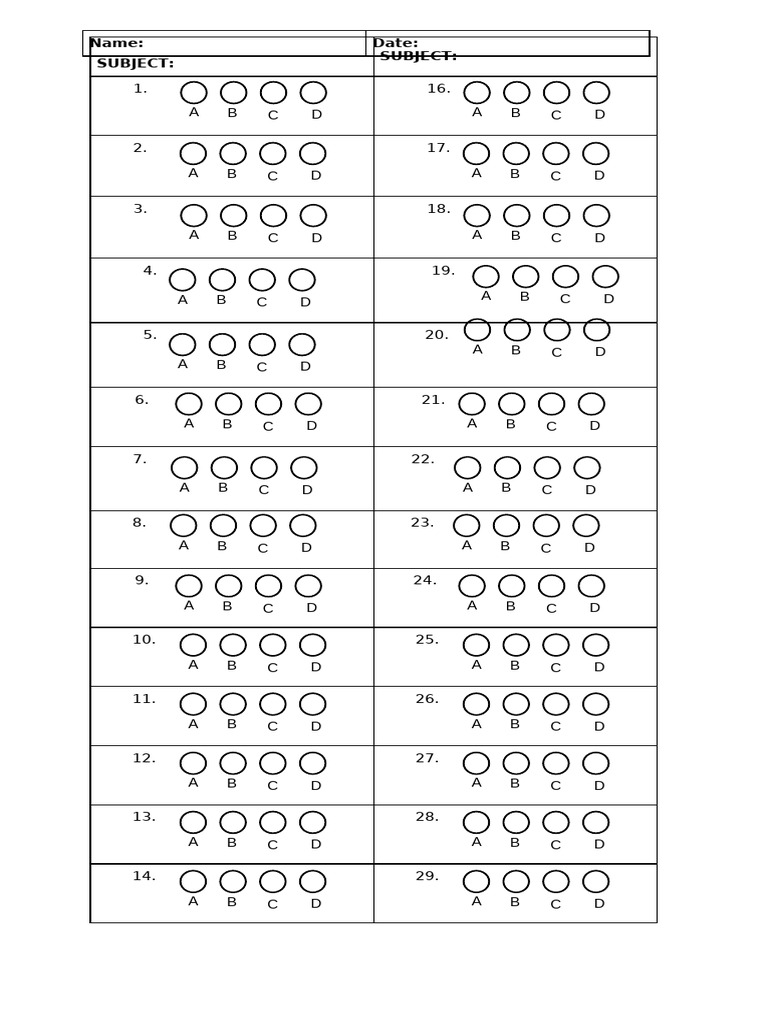 Blank Answer Sheet | PDF