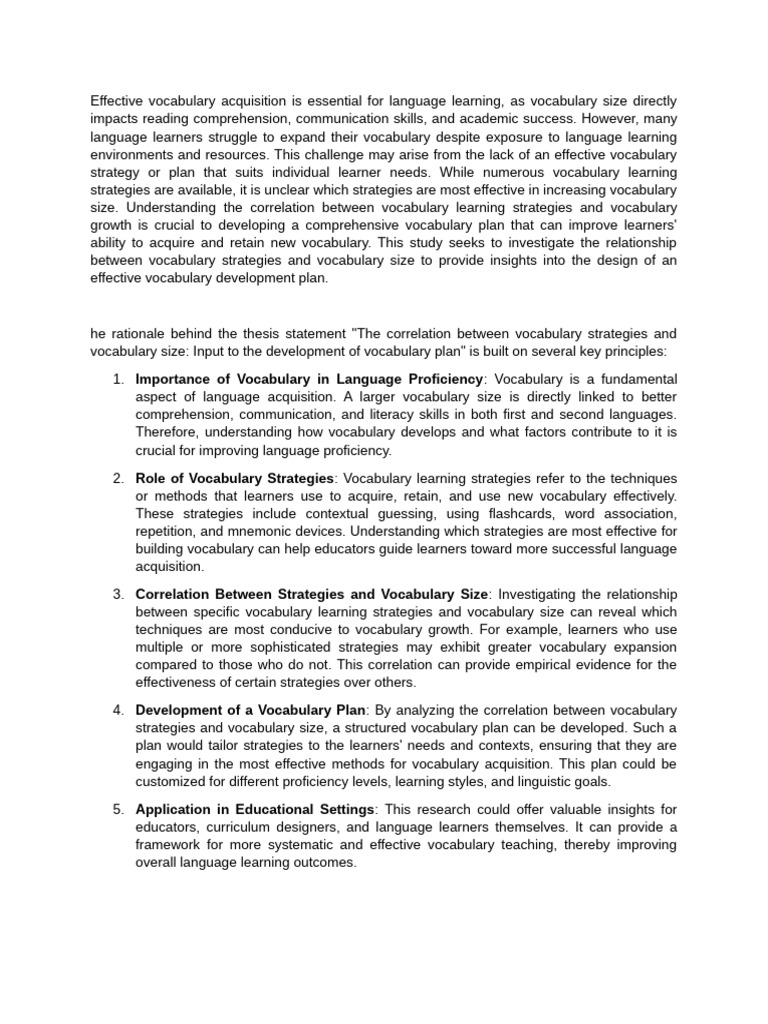 Vocabulary Strategies and Growth Correlation | PDF | Vocabulary ...