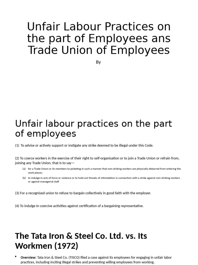 Unfair Labour Practices On The Part of Employees | PDF | Strike Action ...