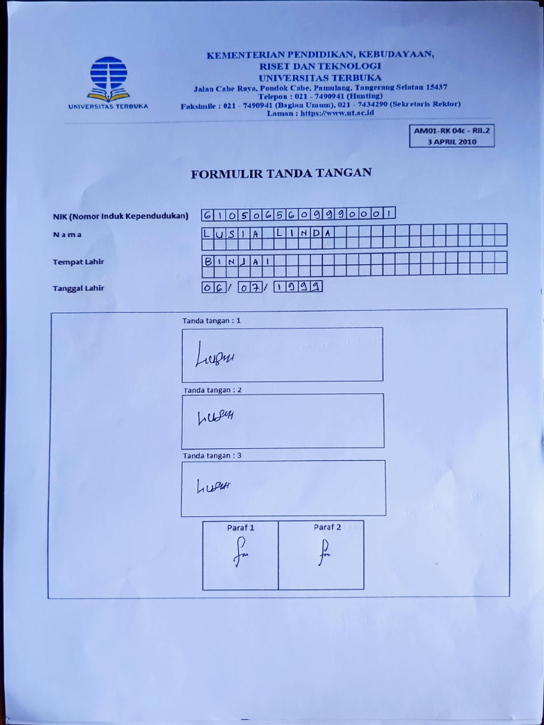 Form TTD Lusia | PDF