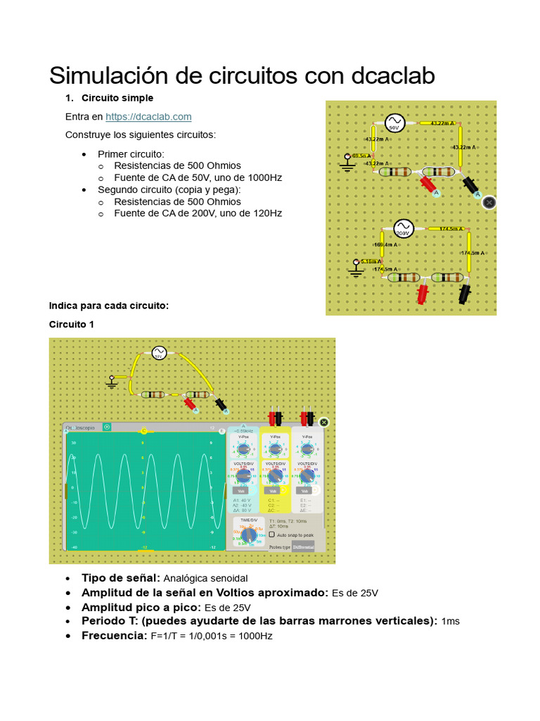Ej1. Simulación de Circuitos Con Dcaclab | PDF