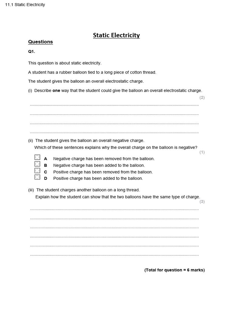 Understanding Static Electricity Concepts | PDF | Electric Charge ...