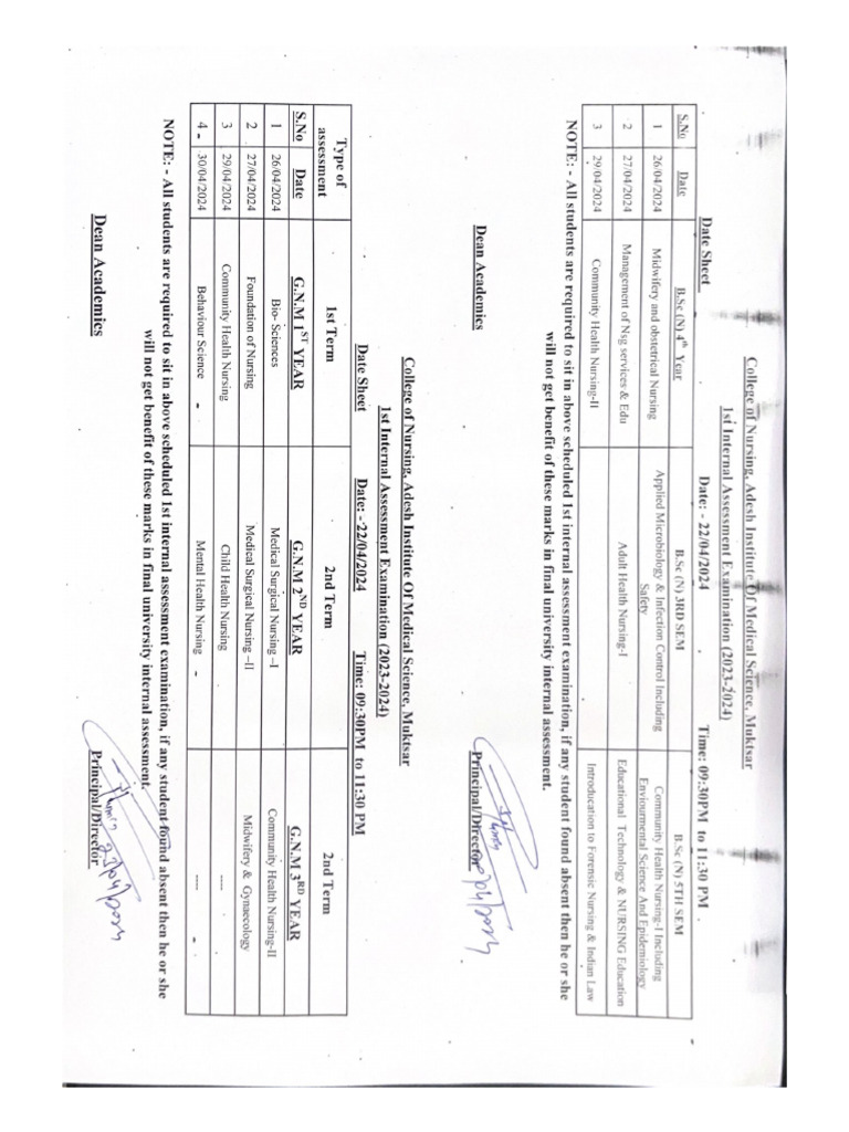 Date Sheet | PDF
