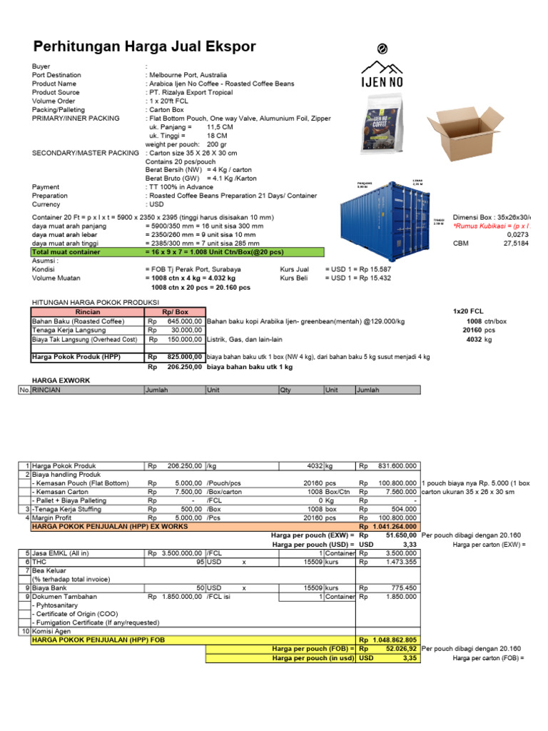 Perhitungan Harga Ekspor (Modul 2) | PDF | Drink | Coffee