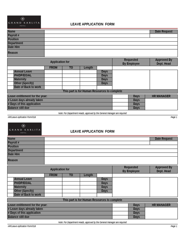 Leave Form | PDF | Human Resource Management | Industrial Relations