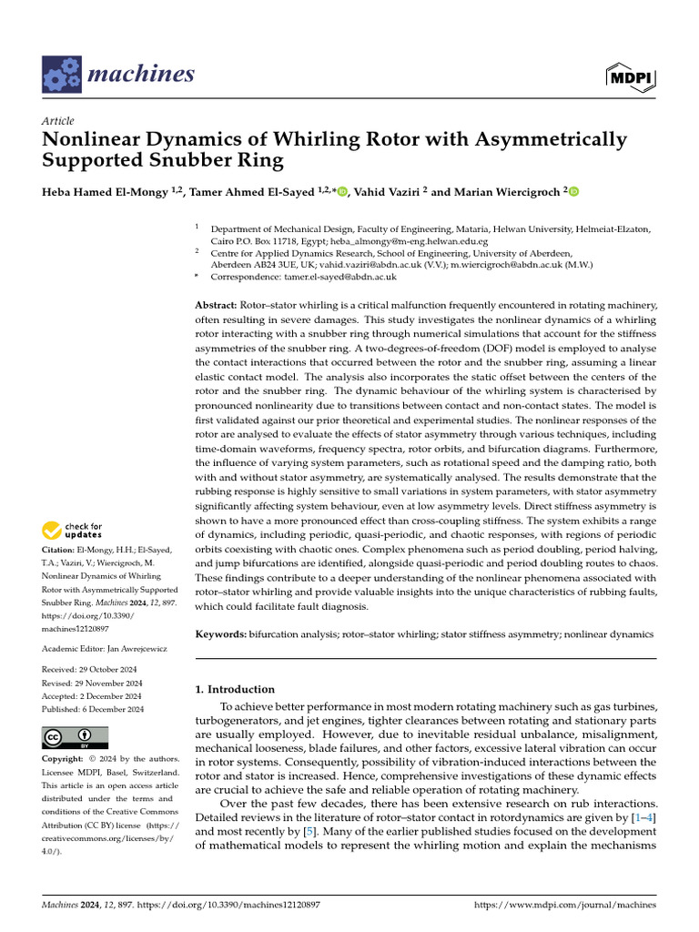 Nonlinear Dynamics of Whirling Rotor With Asymmetr | PDF | Physics ...