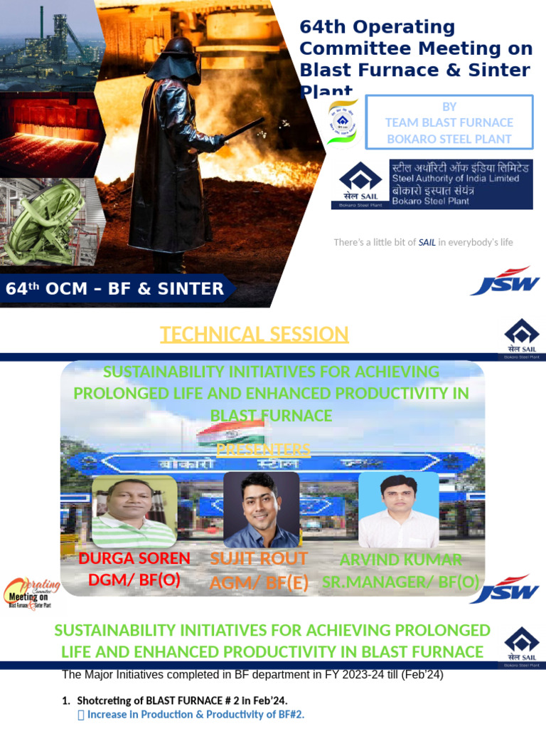 1 - 64th Ocm - Technical Session - BF BSL Sail | PDF | Blast Furnace | Refractory