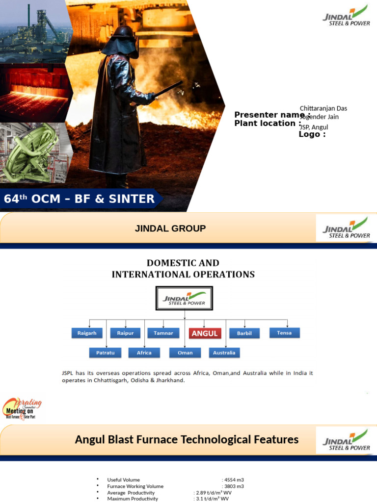 2 - JSPL Angul - 64th OCM Presentation Template | PDF | Blast Furnace | Chemical Industry