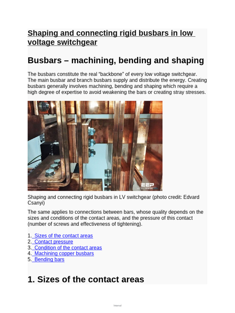 Shaping and connecting rigid busbars in low voltage switchgear | PDF ...