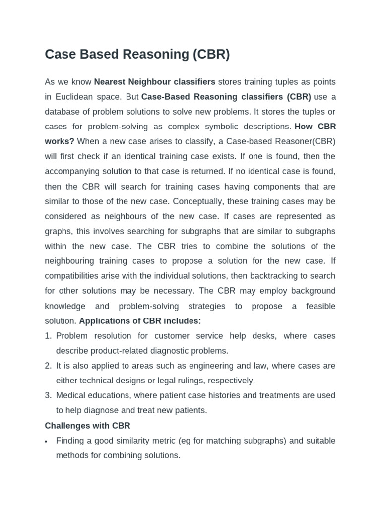 Case Based Reasoning | PDF