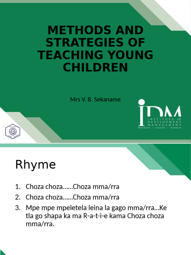 Approaches Methods of Teaching Young Children ECD 201 | PDF | Learning ...