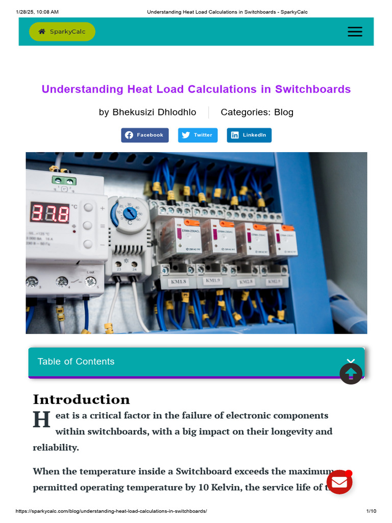 Understanding Heat Load Calculations in Switchboards - SparkyCalc | PDF ...
