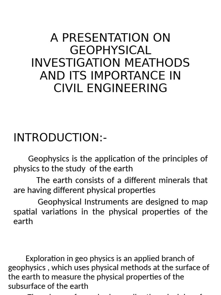 Geophysical investigation methods | PDF