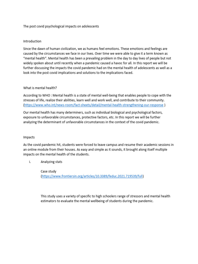 GP Individual Report - The Post Covid Psychological Impacts On ...