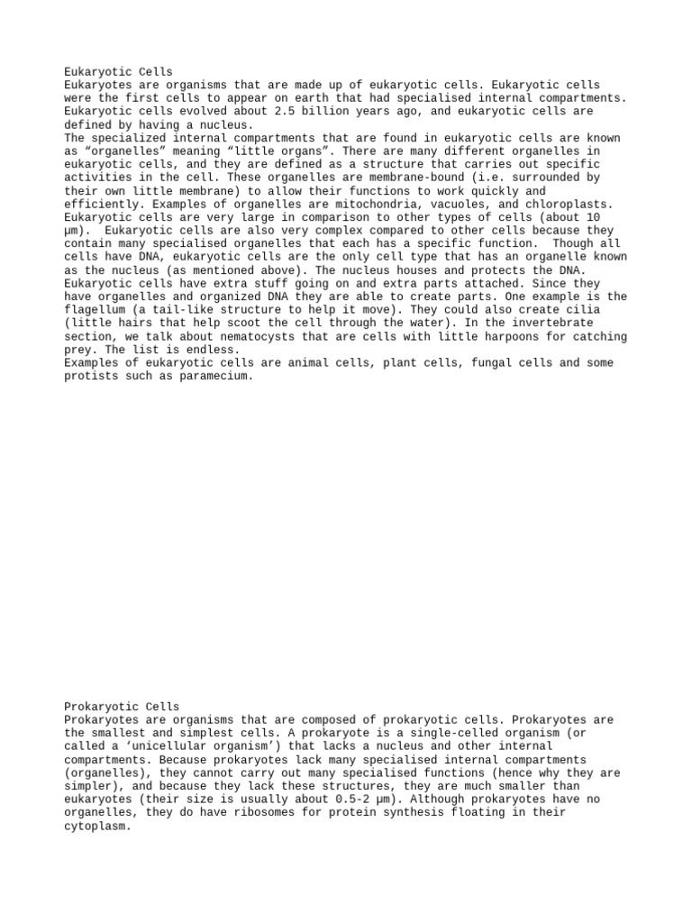 Eukaryotic vs Prokaryotic Cells Explained | PDF | Cell (Biology ...