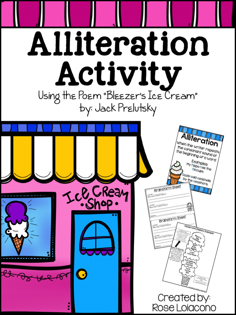 Alliteration Activityusing Bleezers Ice Cream | PDF | Pickling | Foods