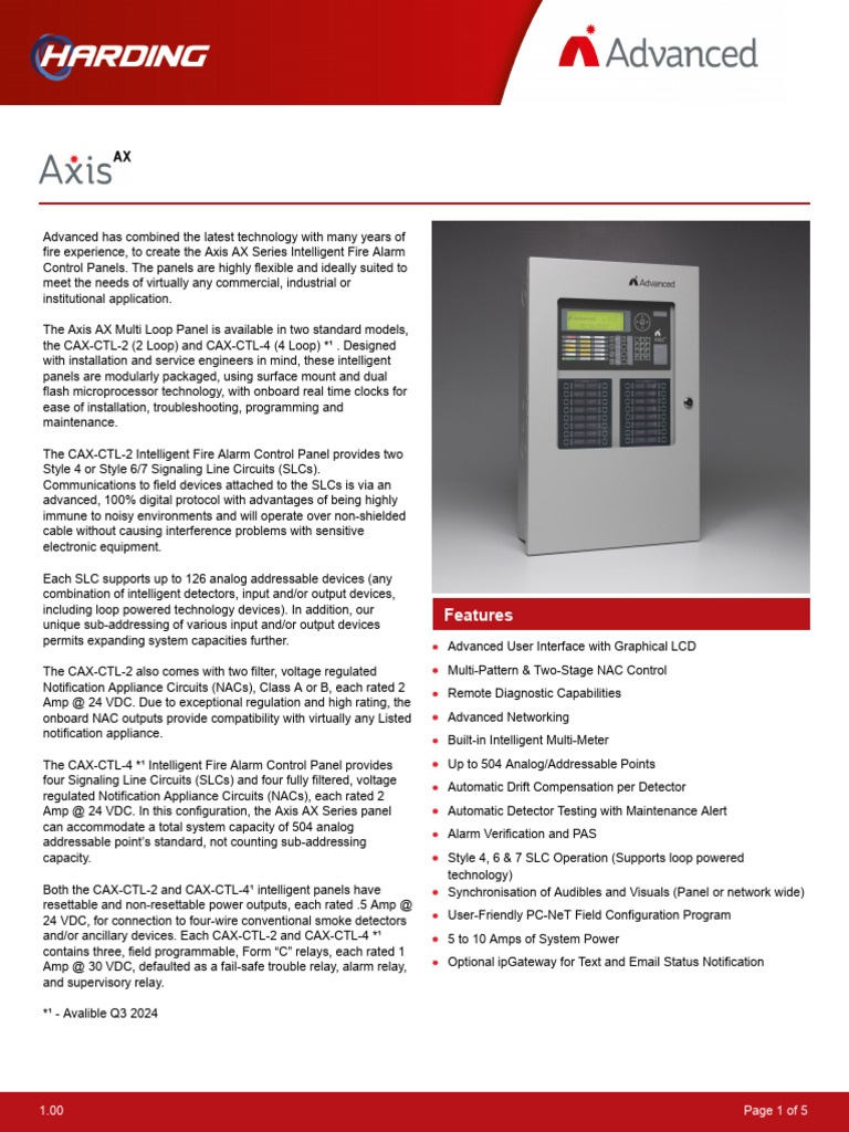 Axis AX 2 & 4 Loop Panel ULC | PDF | Amplifier | Electricity