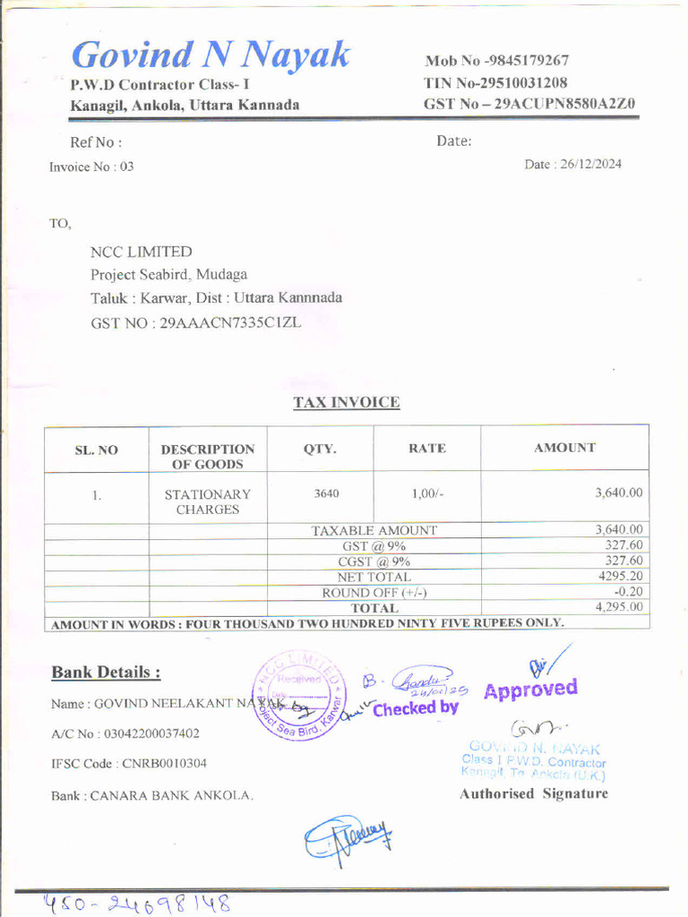 Govind N Naik Stationery | PDF