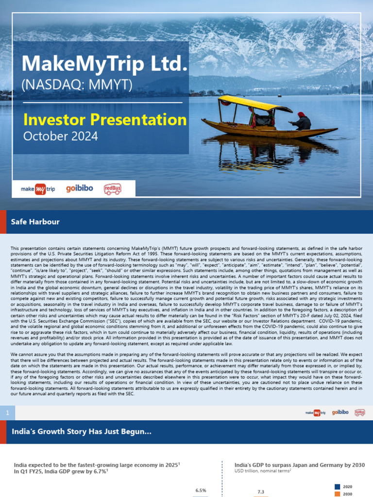 MakeMyTrip 2024 Investor Insights | PDF | Risk | Brand