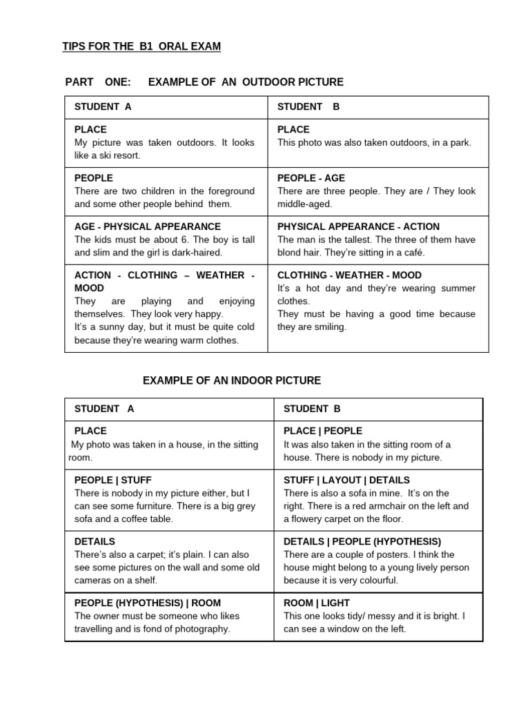 B1 Oral Exam Tips & Expressions | PDF