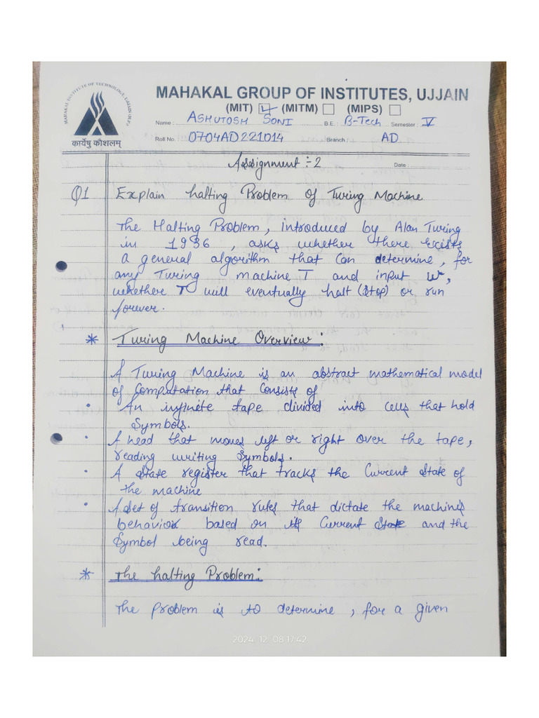 Toc assignment | PDF