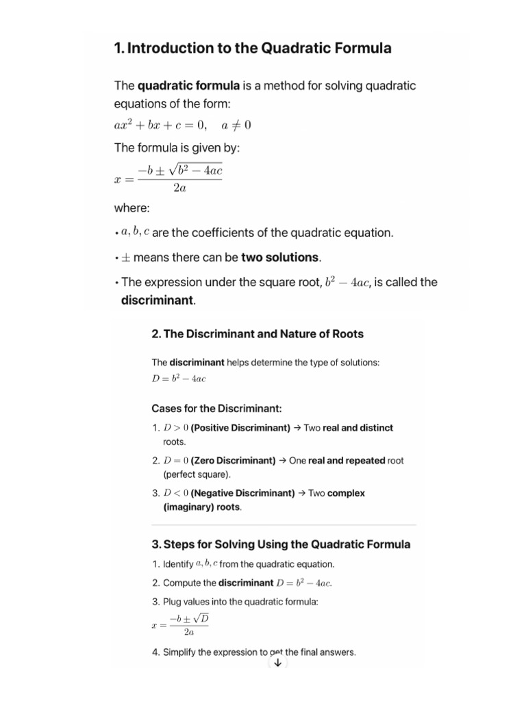 Quadratic Formula | PDF